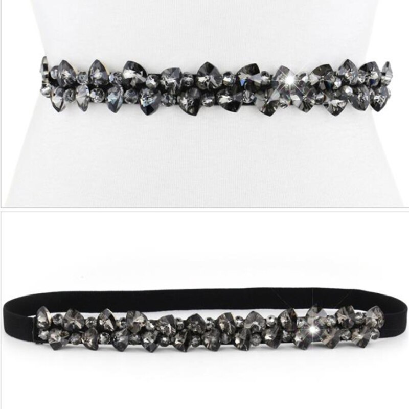 Rhinestone Elastic Belt For Women Dresses Full Cry... – Grandado