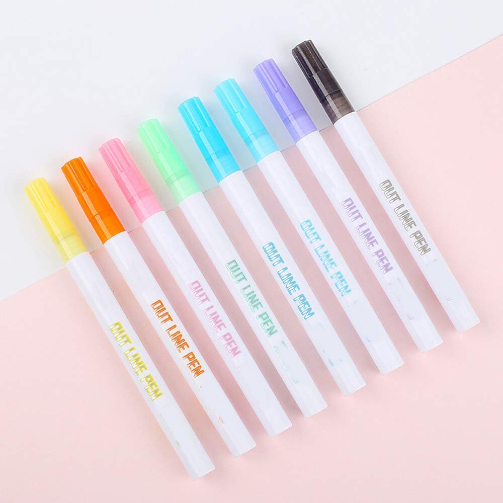 Mark Pen 8 pcs Set Glitter Fluorescent Marker Meta... – Grandado