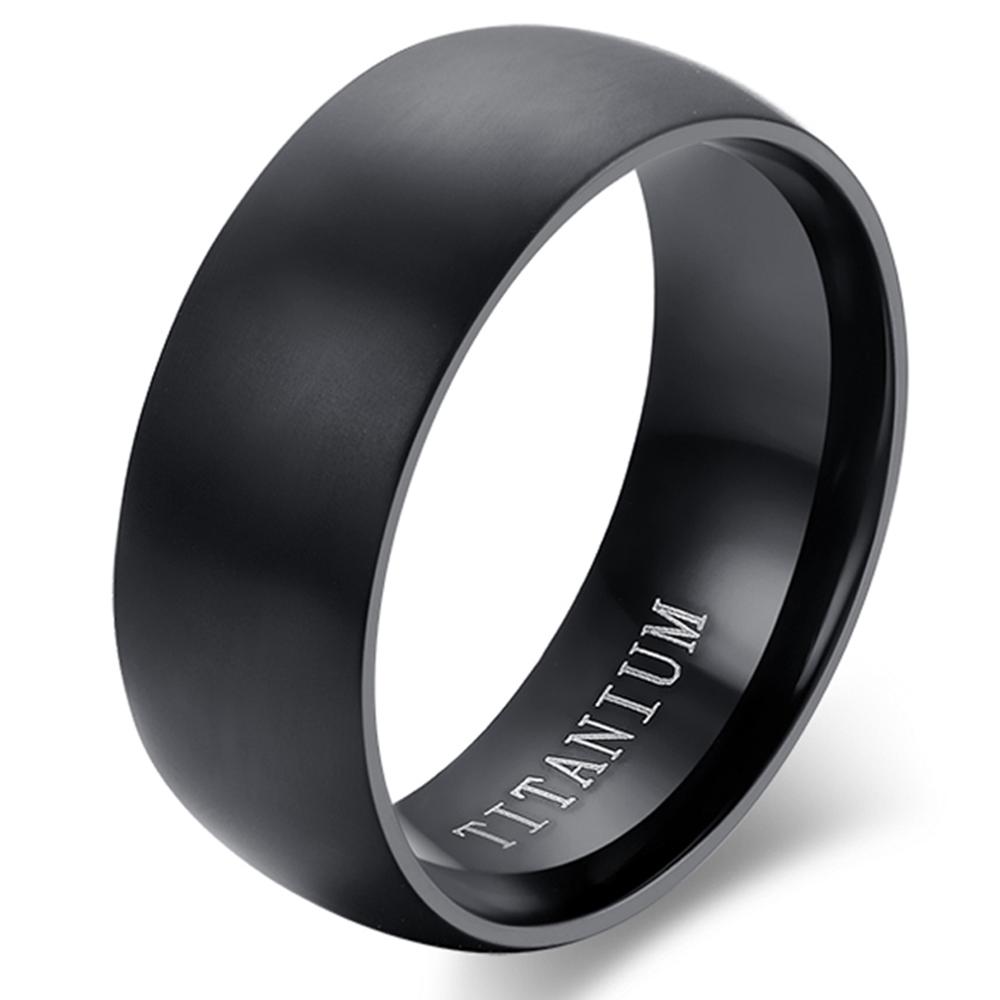 BONISKISS 8MM Men's Black Titanium Ring Anniversar... – Grandado