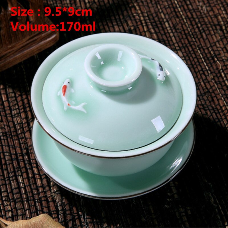 Two Fish Tea Tureen Celadon GaiwanTea Set 3D Fish ... – Grandado