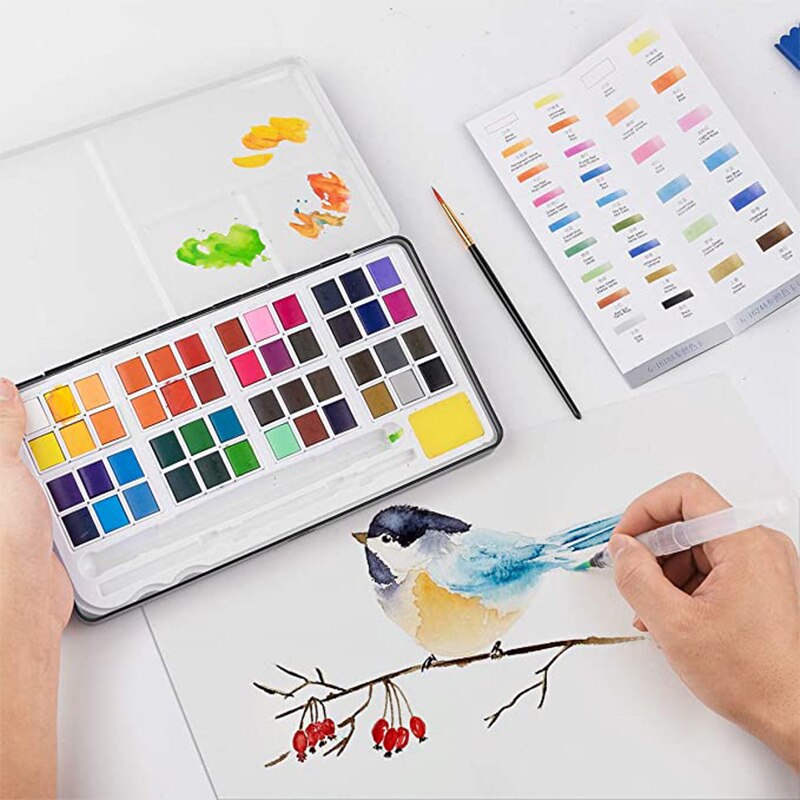 18/24/36/48 Colors Solid Watercolor Paints Set Tin... – Vicedeal