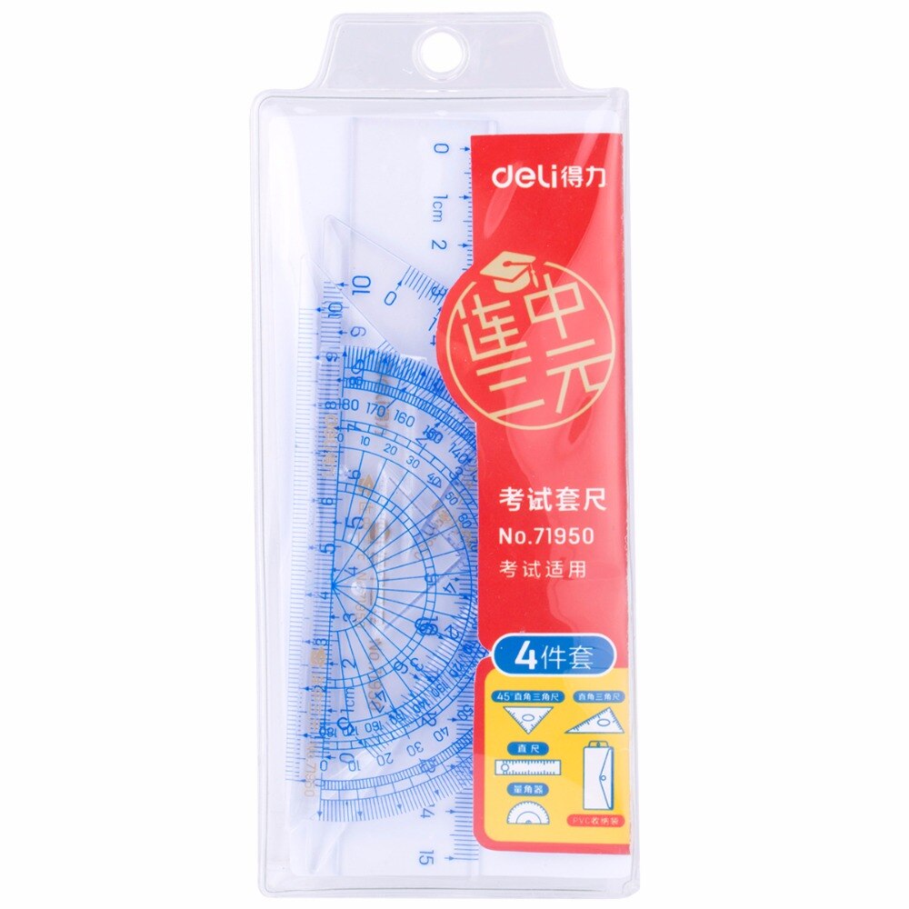 Deli 4pcs/Set Triangle Ruler Protractor Measuring ... – Grandado