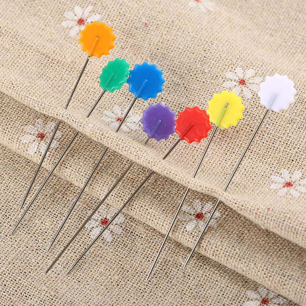 100Pcs Flat Head Straight Pins Colorful Flower Hea... – Grandado