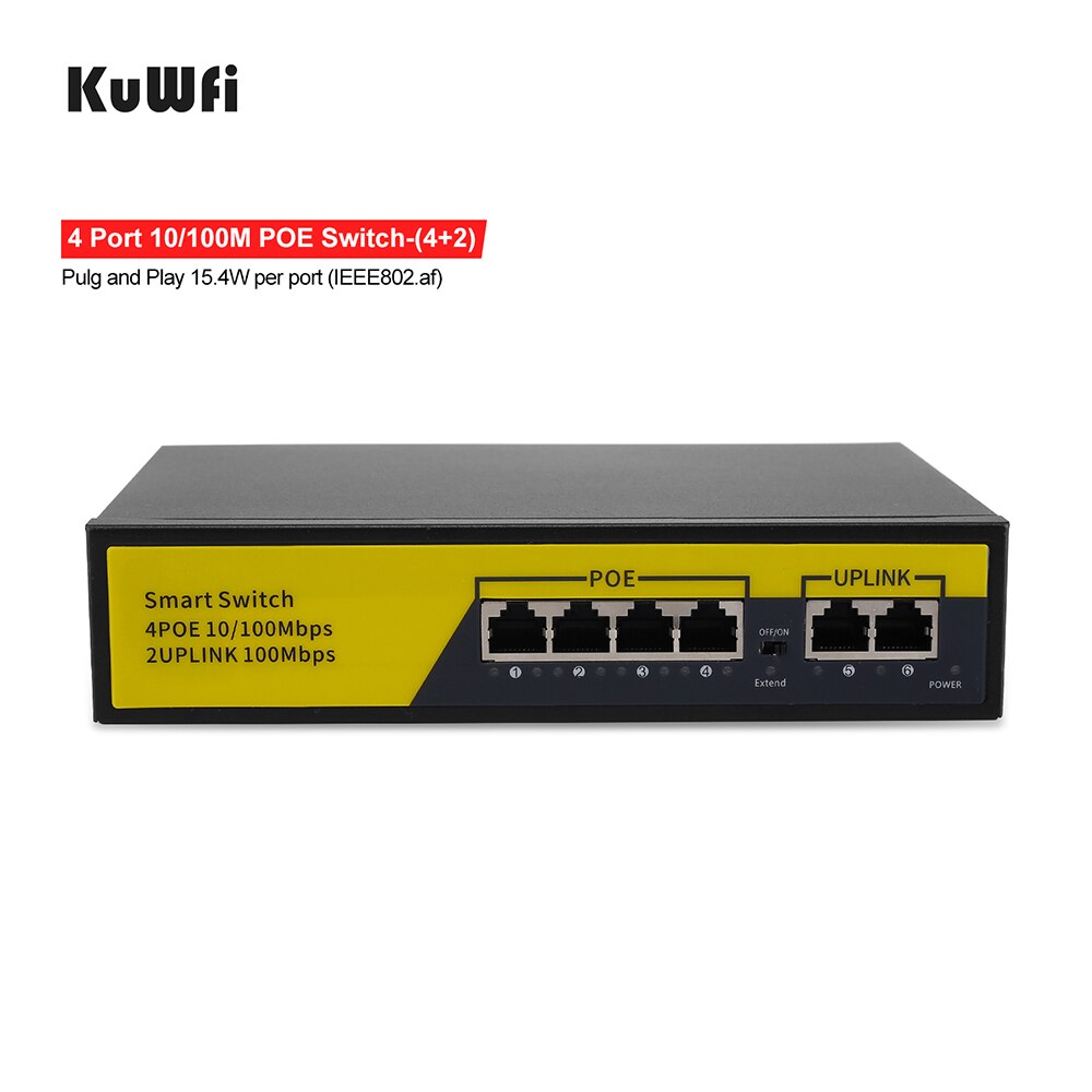 KuWFi Smart POE Switch 4 Port POE 2 Port Uplink Me... – Grandado