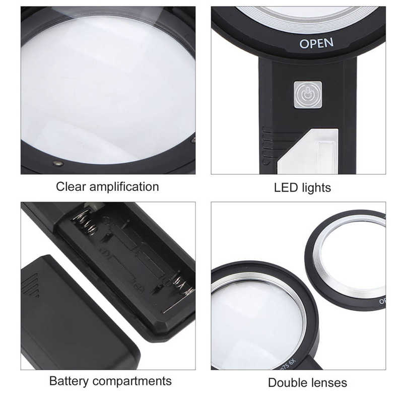 Illuminated Lighted Magnifier Magnifying Glass Whi... – Grandado