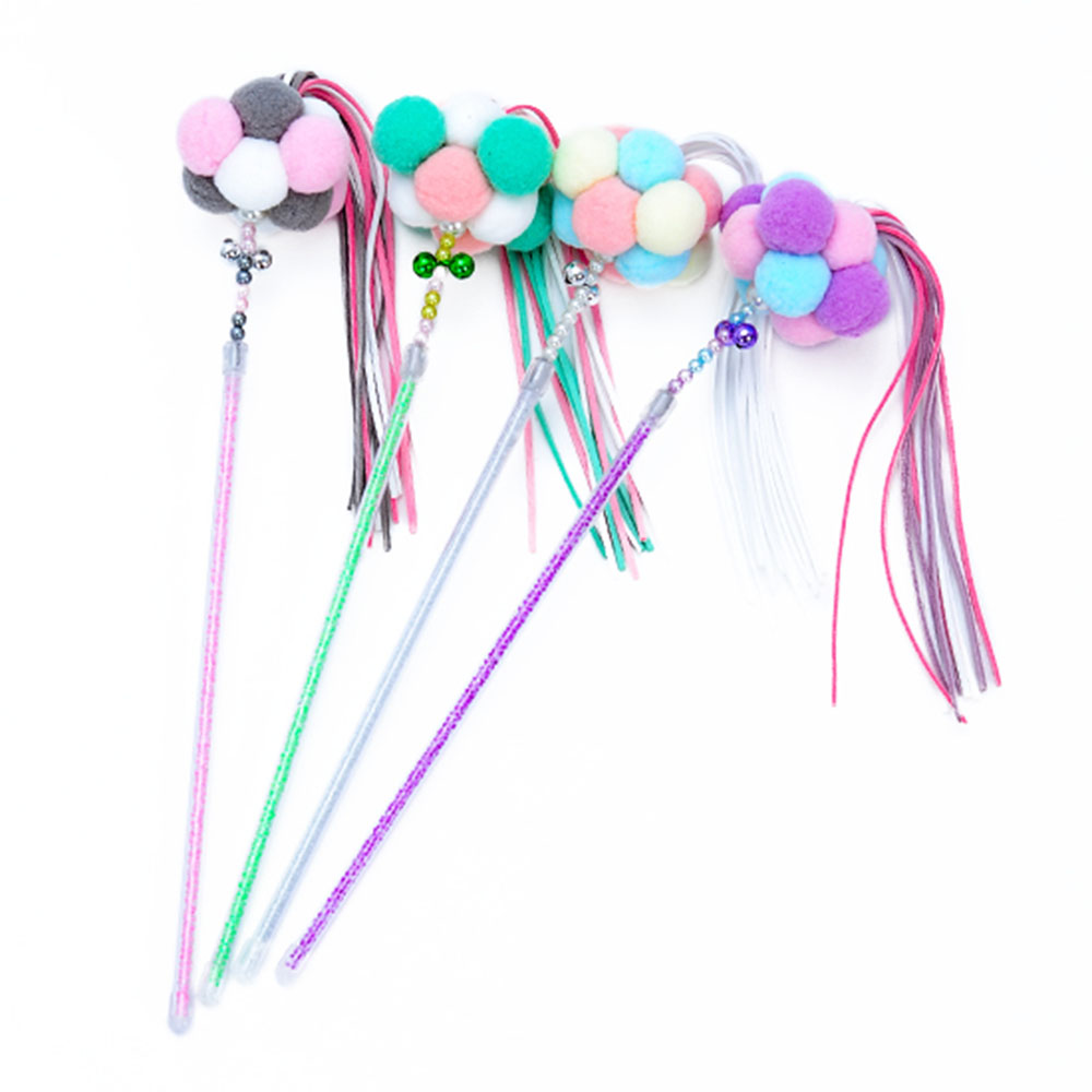 Soft Colorful Plush Ball Tassels Long Wand Stick W... – Grandado