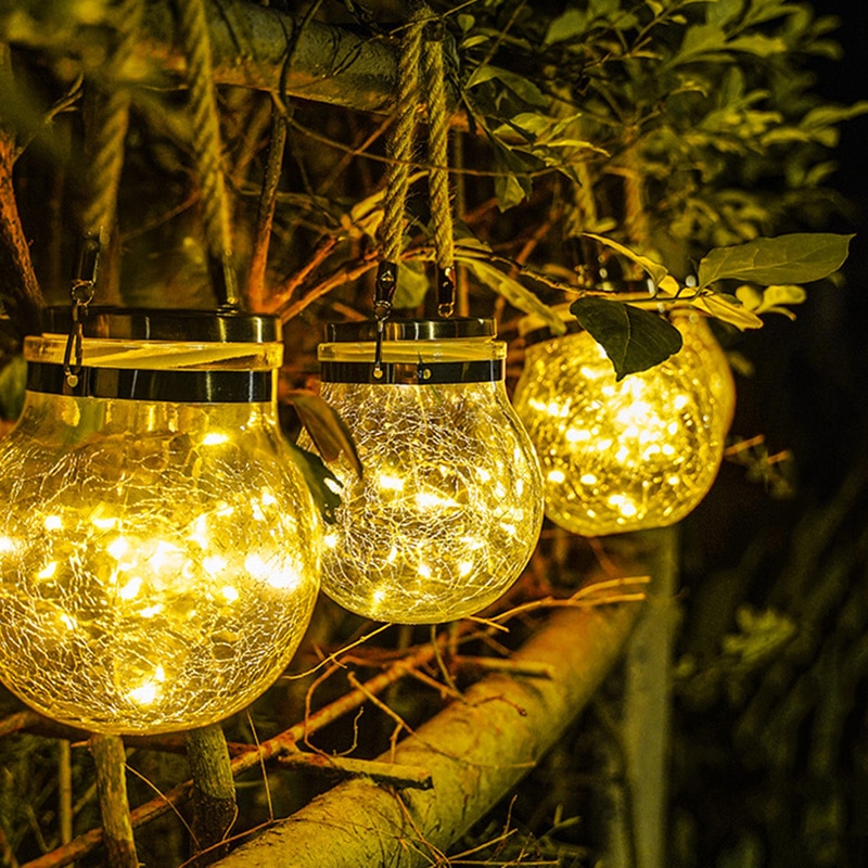 Outdoor led Solar Garden Light Ball Glass Jar Crac... – Grandado