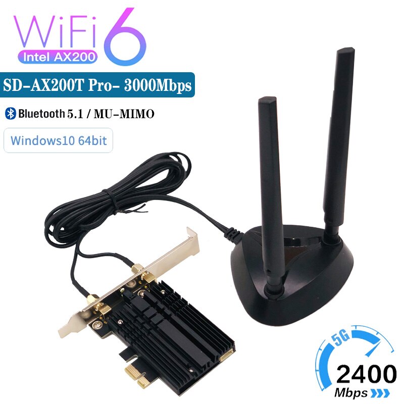 3000Mbps Wifi6 Dual Band Intel AX200 PCIe Wireless... – Grandado
