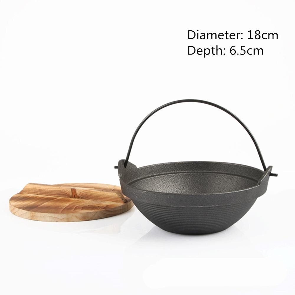 Sukiyaki Pot Cast Iron Pot with Wooden Lid Japanes... – Grandado