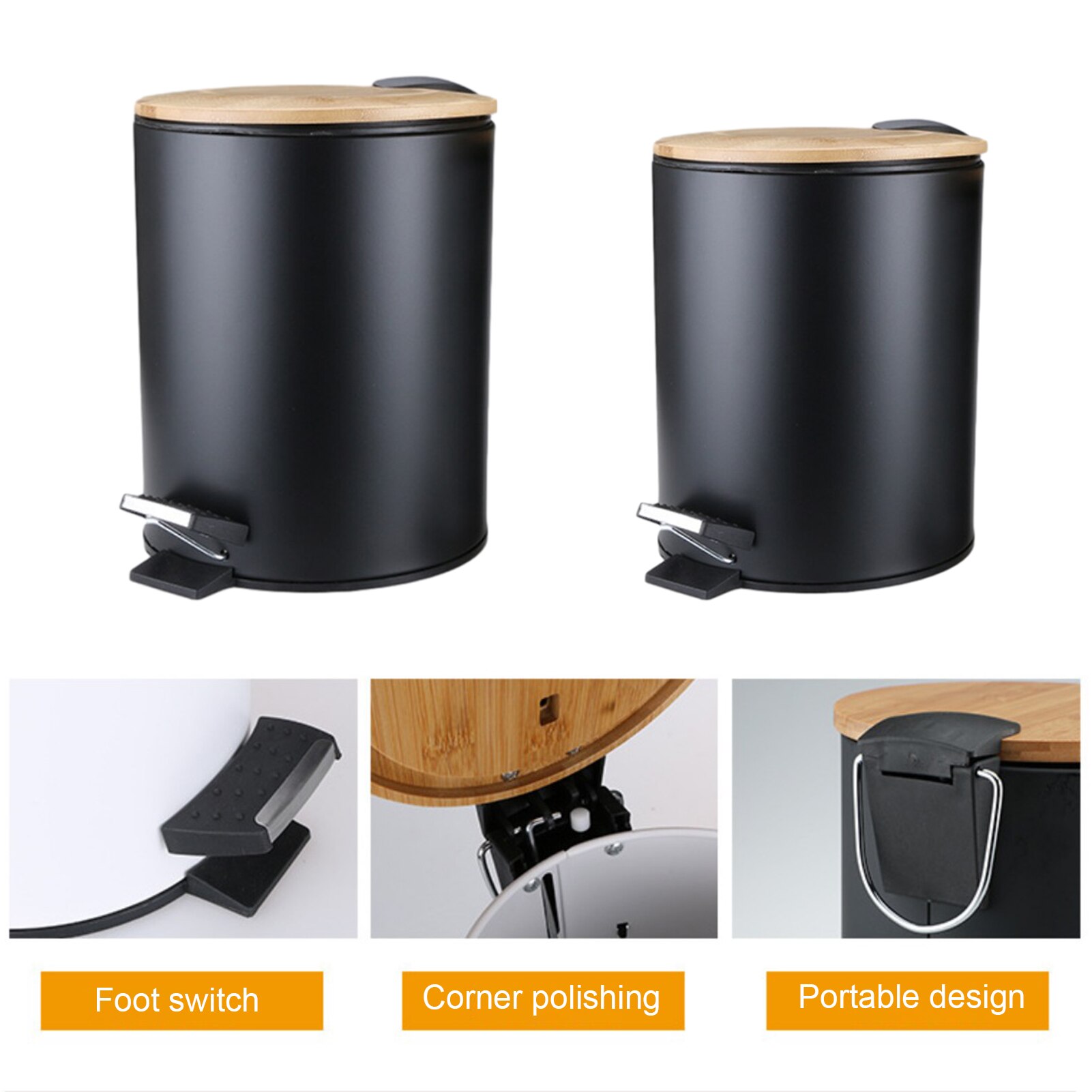 3L/5L Bathroom Kitchen Home Office Garbage Bin Bam... – Grandado