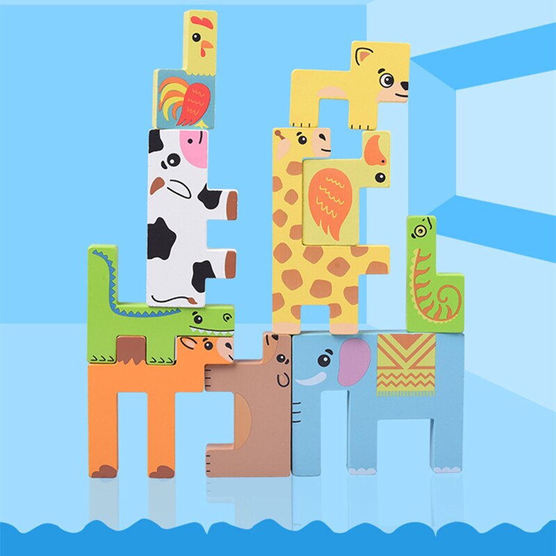 Colorful Animals 3D puzzle wooden tangram math toy... – Grandado