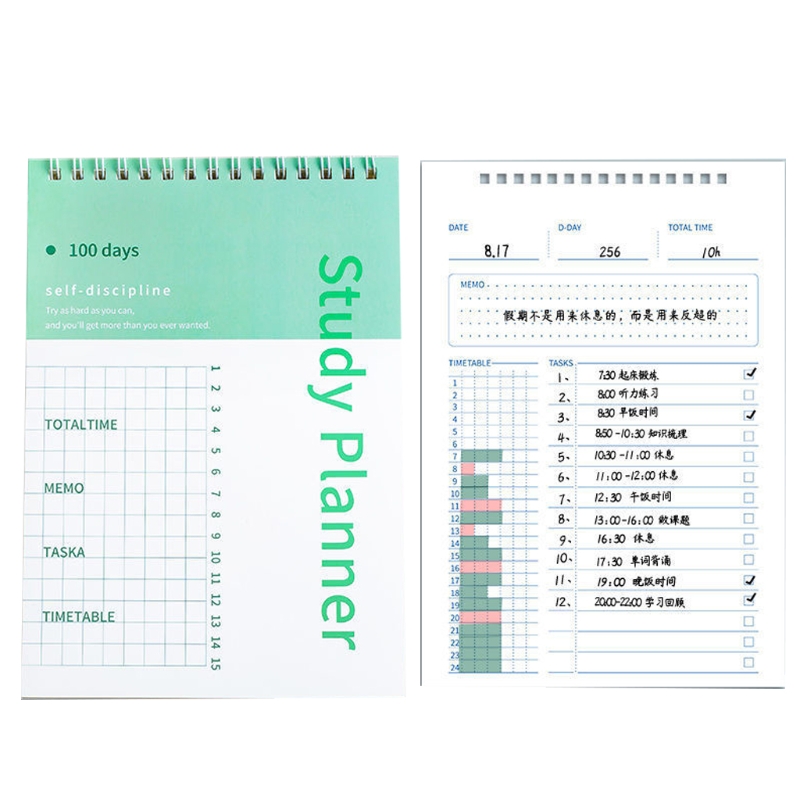 100 Days Study Planner A5 Spiral Schedule Planner ... – Vicedeal