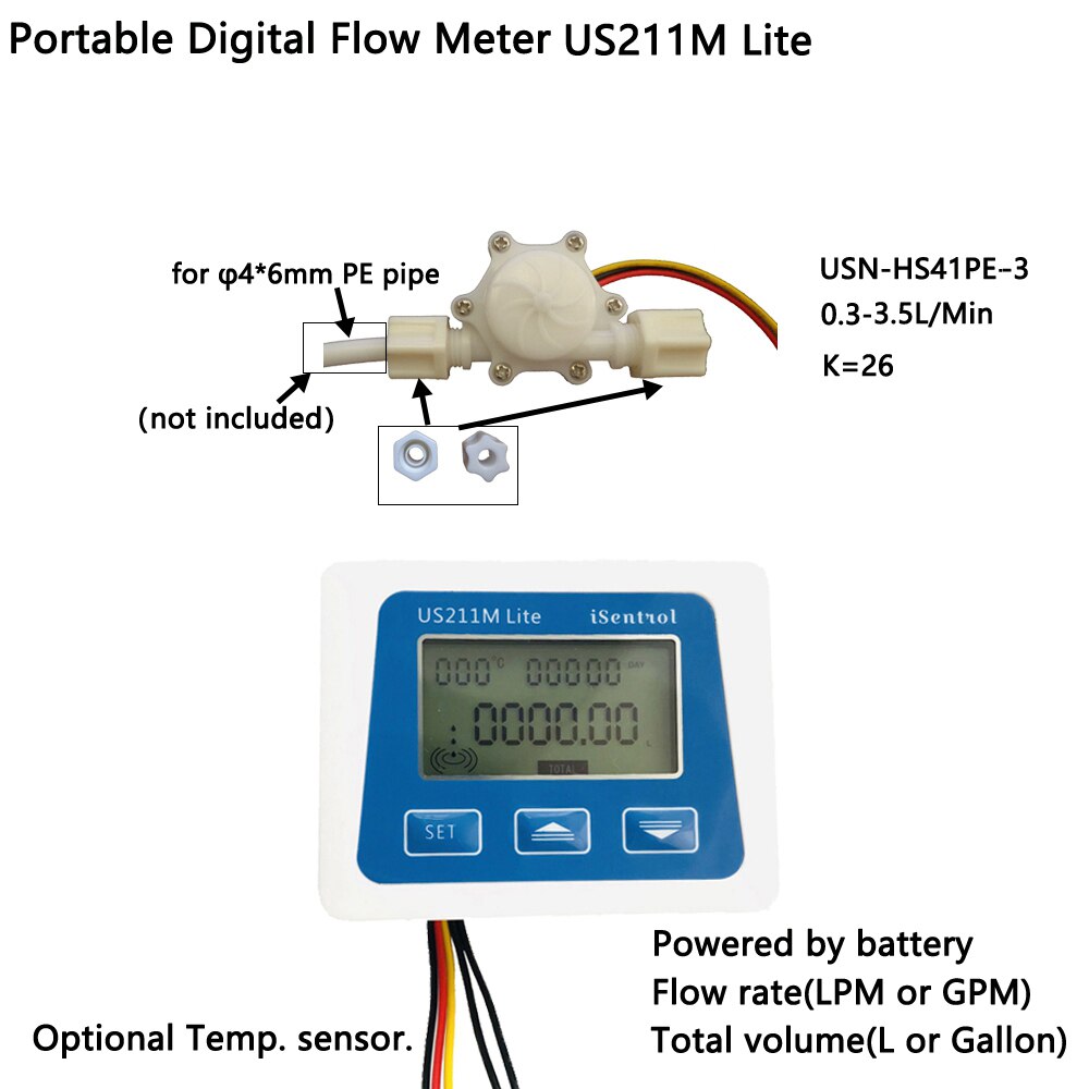 US211M Lite Digital Flowmeter and USN-HS41PE-3 0.3... – Vicedeal