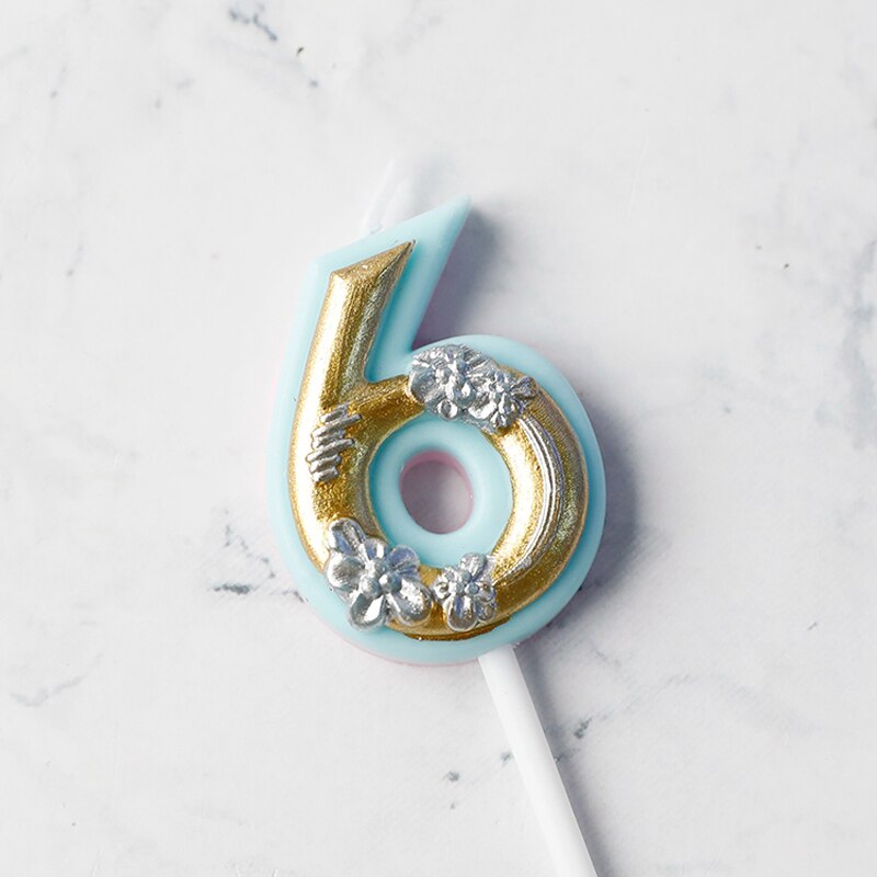 Rosa blå blomma cupcake dekoration nummer 0-9 ljus... – Vicedeal