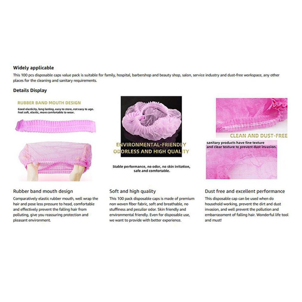 100pcs Disposable Pink Hair Nets/Caps Non-woven He... – Grandado