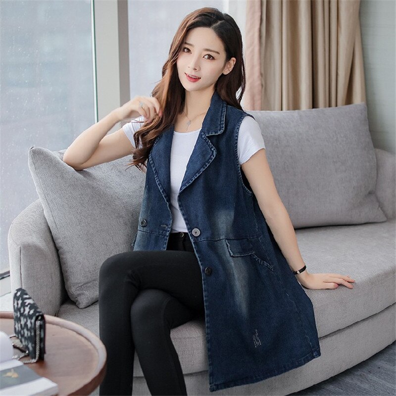 Large Size Women Denim Jeans Vest Spring Autumn Ko... – Grandado