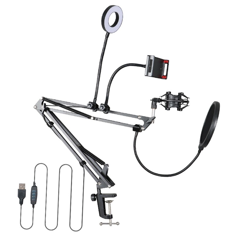 NB-35S Microphone Stand Kit with LED Ring Light Sc... – Grandado