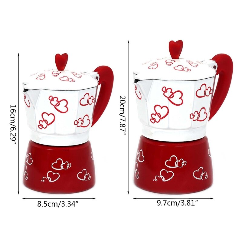Red Heart Print Coffee Maker Aluminum Alloy Moka P... – Vicedeal