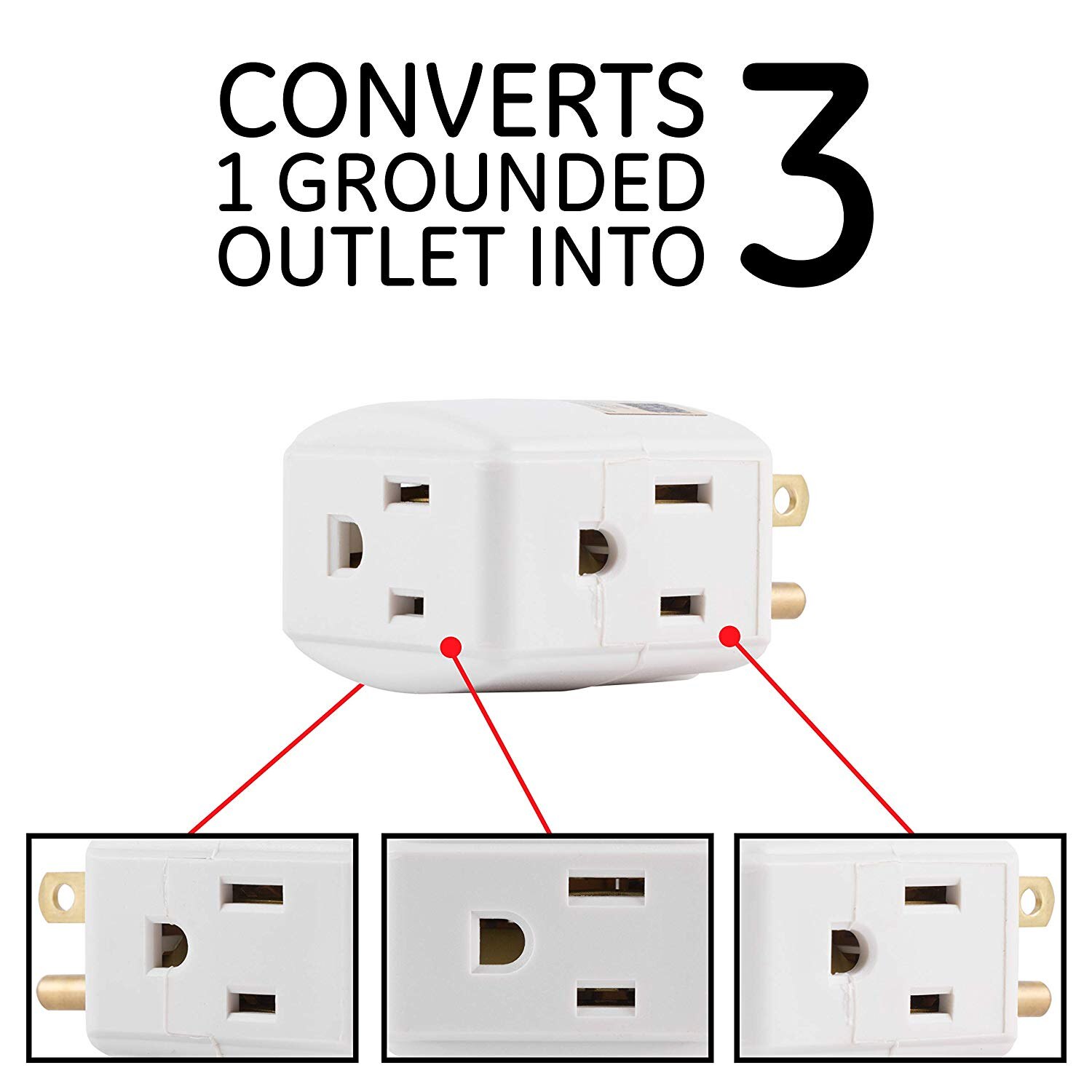 2 PACK GE 3 Plug, Wall Tap, Adapter, Grounded Acce... – Grandado