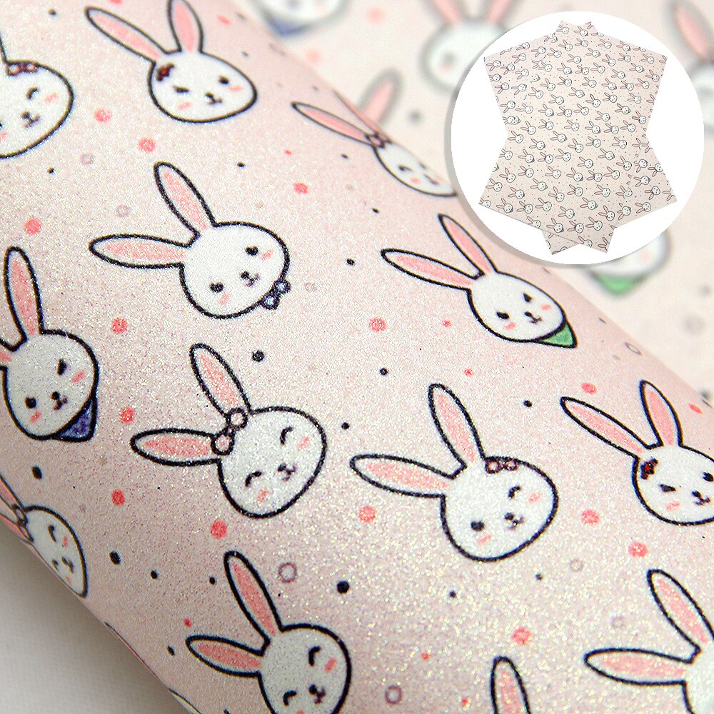 Easter Bunny Glitter Synthetic Leather Fabric for ... – Grandado