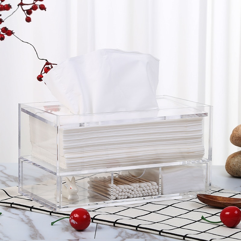 Clear Acryl Multifunctionele Tissue Box Met Lade D... – Vicedeal