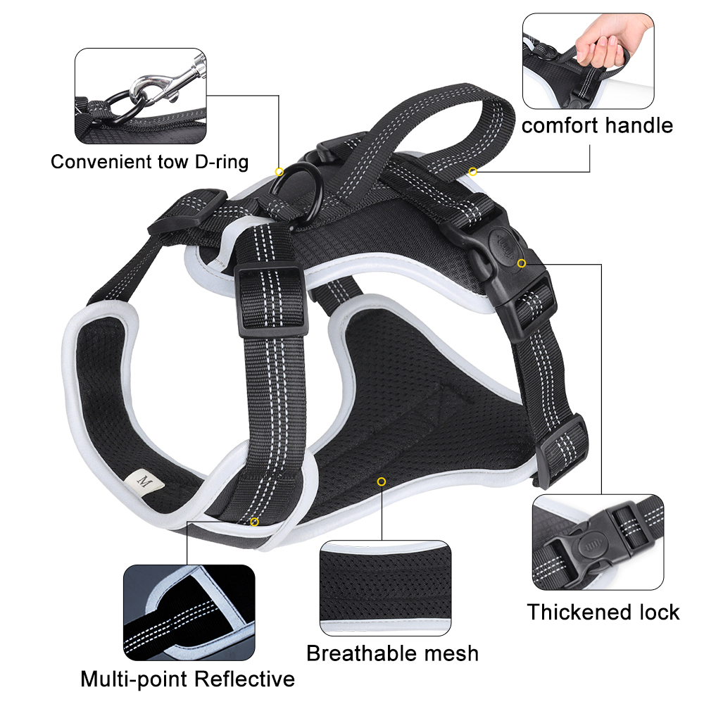 No Pull Breathable Large Dog Harness Reflective Ad... – Grandado