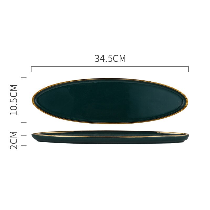 Tableware Set Gold Inlay Green Ceramic Dinner Porc... – Grandado