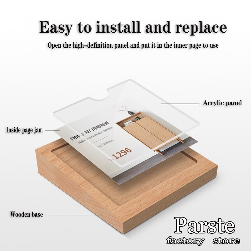 Solid Wood Base Acrylic Sign Holder Menu Poster In... – Grandado