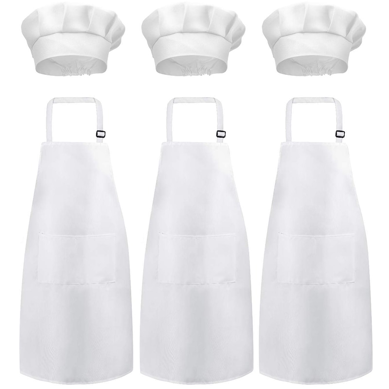 6 Pieces White Apron Set Unisex Adjustable Chef Wa... – Vicedeal