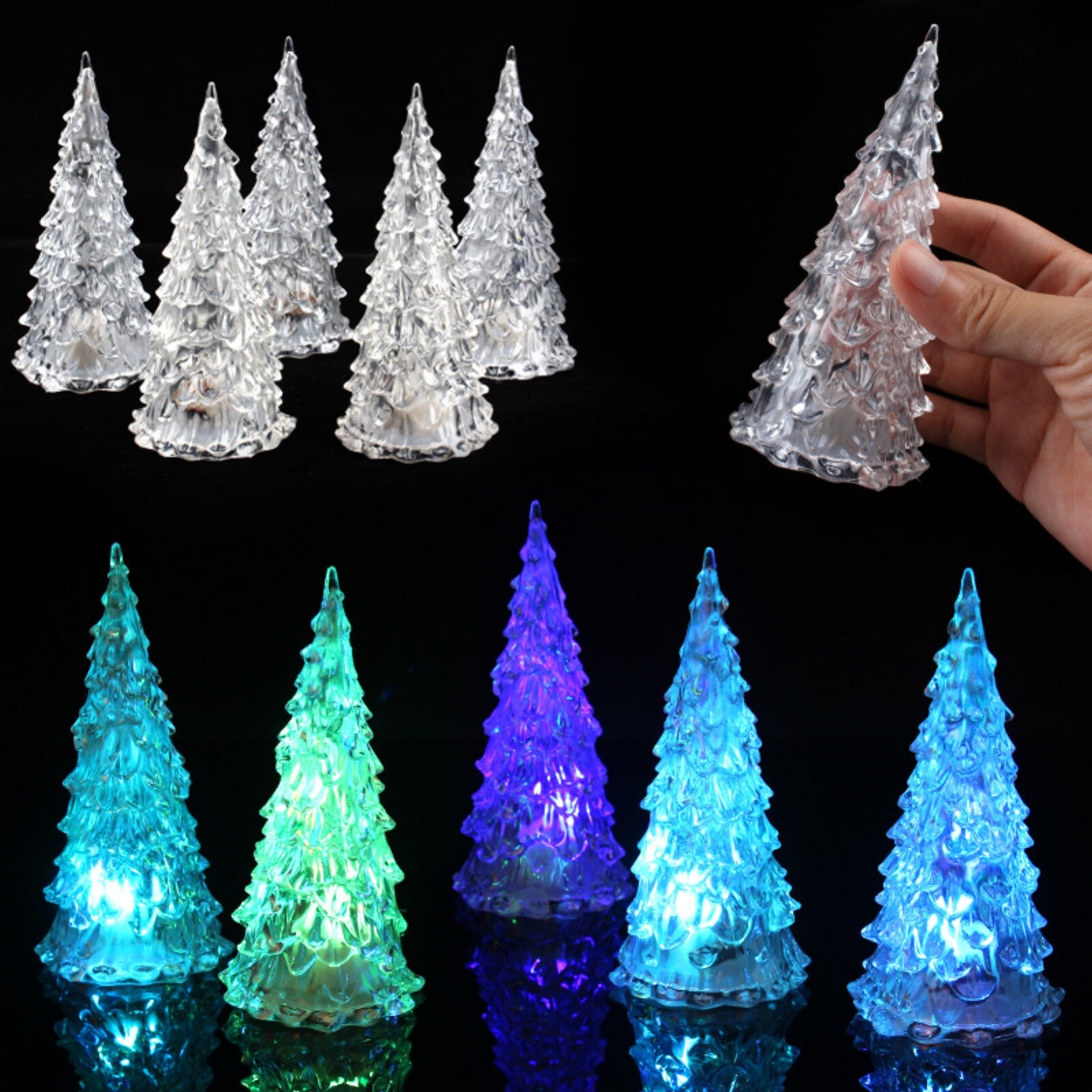 3D Color Changing Glowing Crystal Christmas Tree L... – Grandado