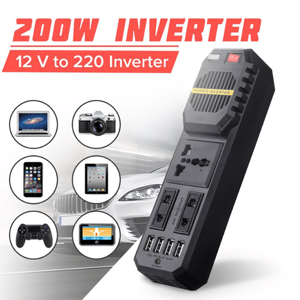Aoshike 200w dc 12v til ac 220v bærbare bil strøm... – Grandado