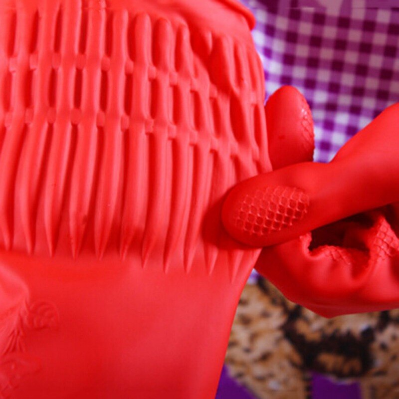 Lady Flexible Comfortable Rubber Clean Gloves Red ... – Grandado