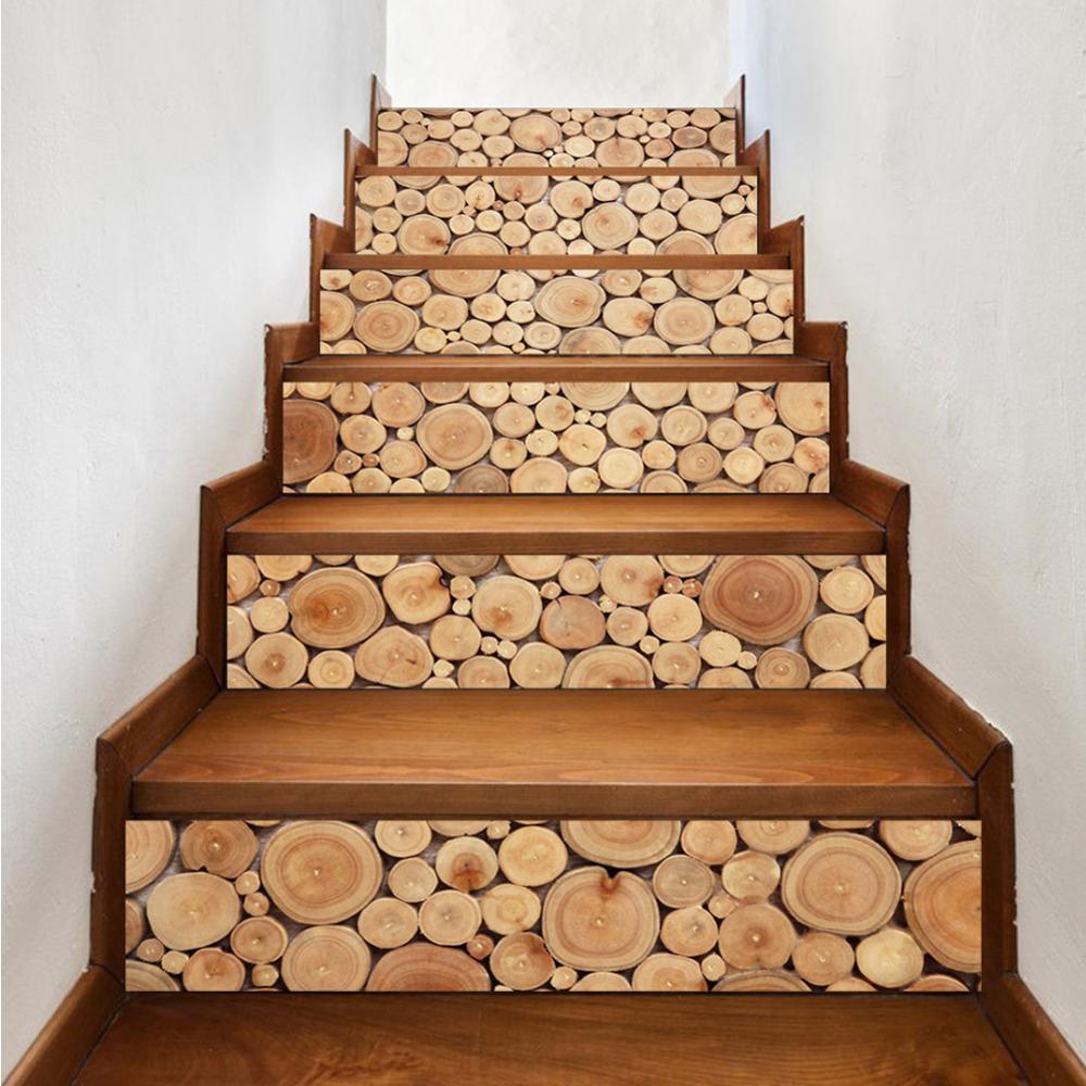 6pcs 3d Wood Pattern Stair Steps Sticker Tile Remo... – Grandado