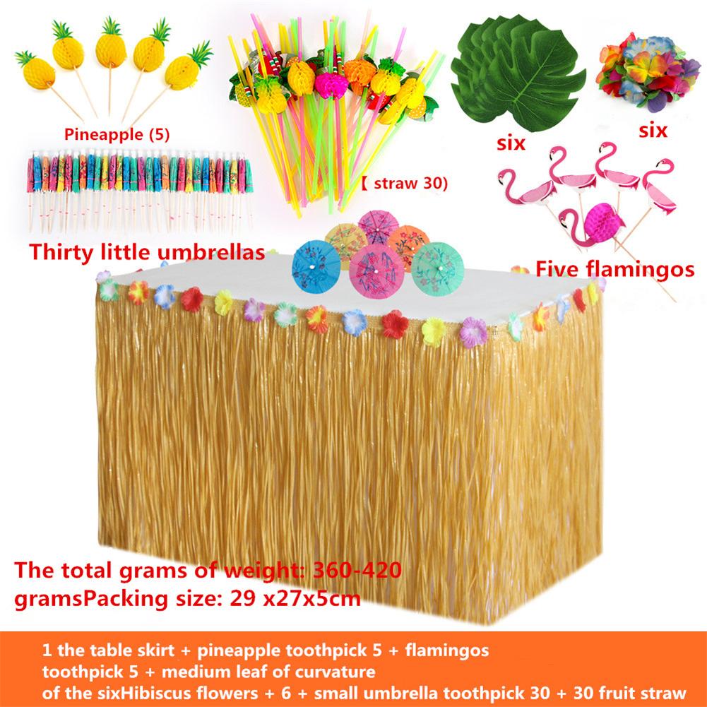 Hawaiian Party Decorations Set Straw Table Skirt T... – Grandado