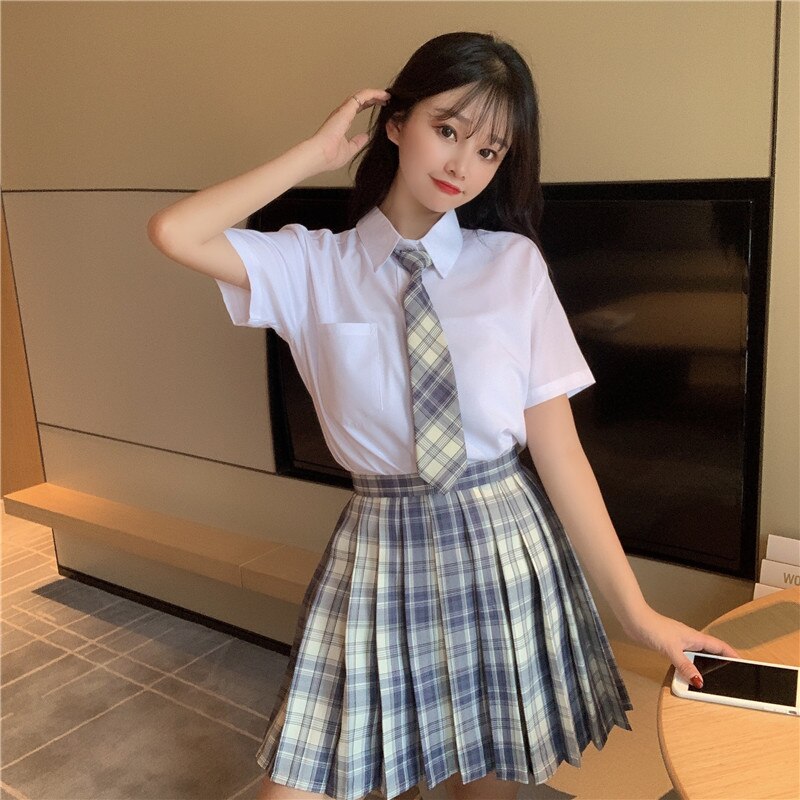 Japanese College JK Uniform Polo Collar Short-Slee... – Grandado