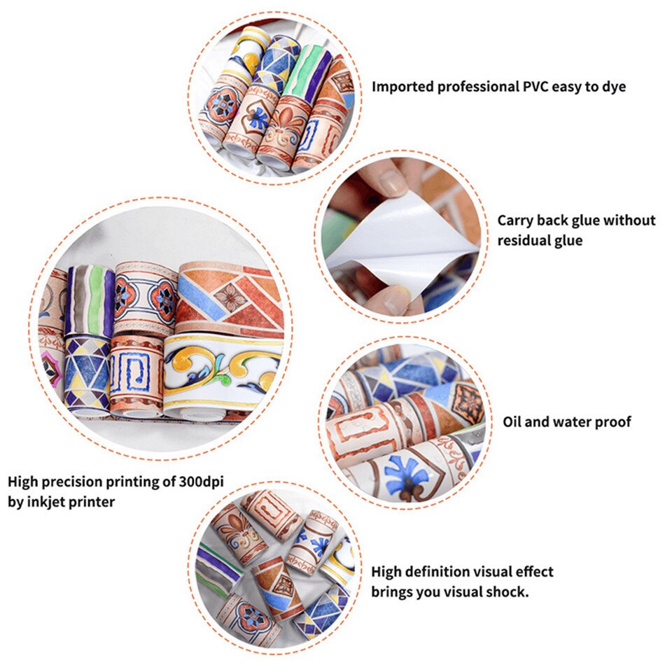 10x300cm Color Pattern Wall border Self Adhesive W... – Grandado