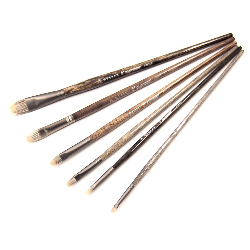 6 pcs Watercolor Painting Mongoose Hair brush Wood... – Grandado