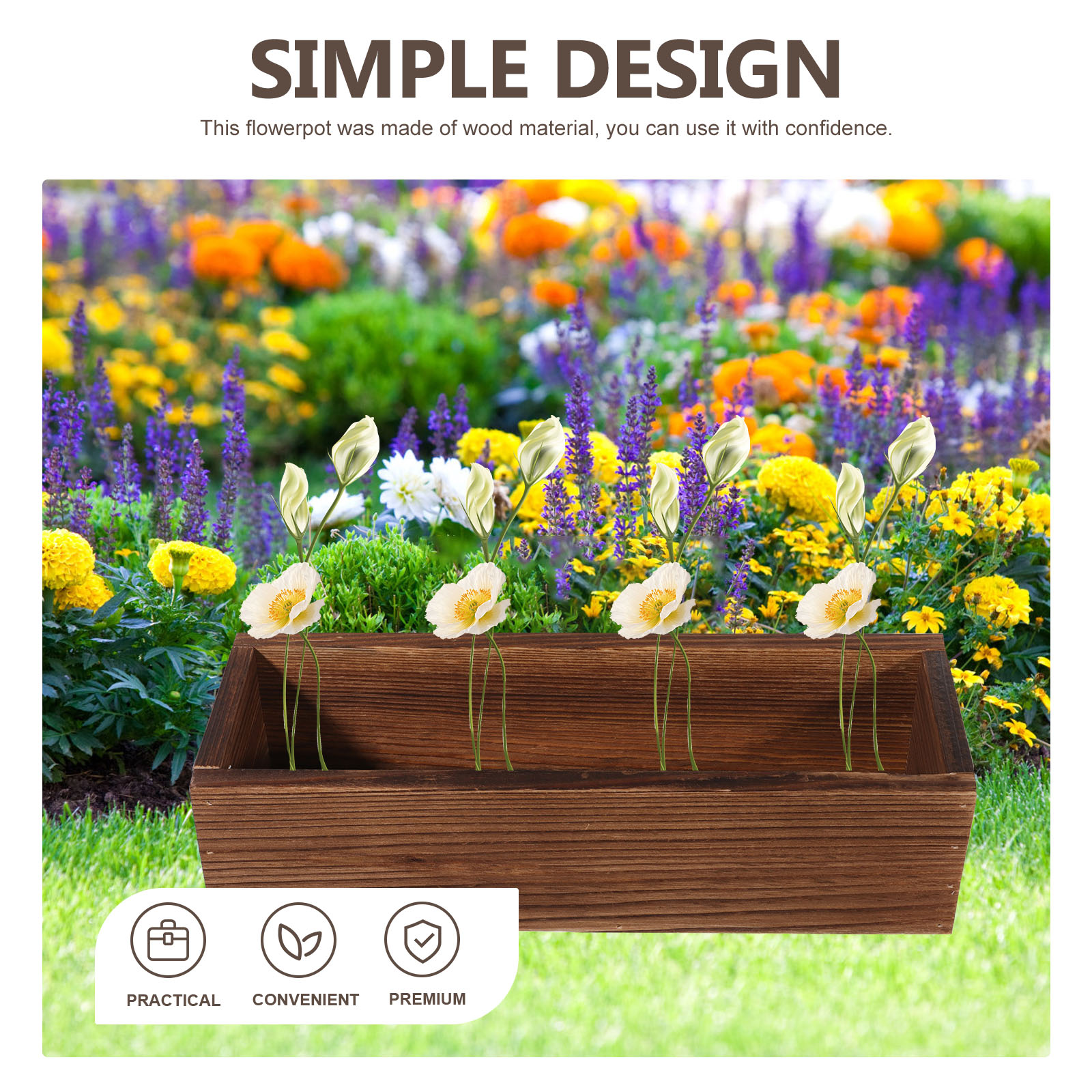 Flower Boxes Wooden Pot Pots for Indoor Plants Rec... – Vicedeal