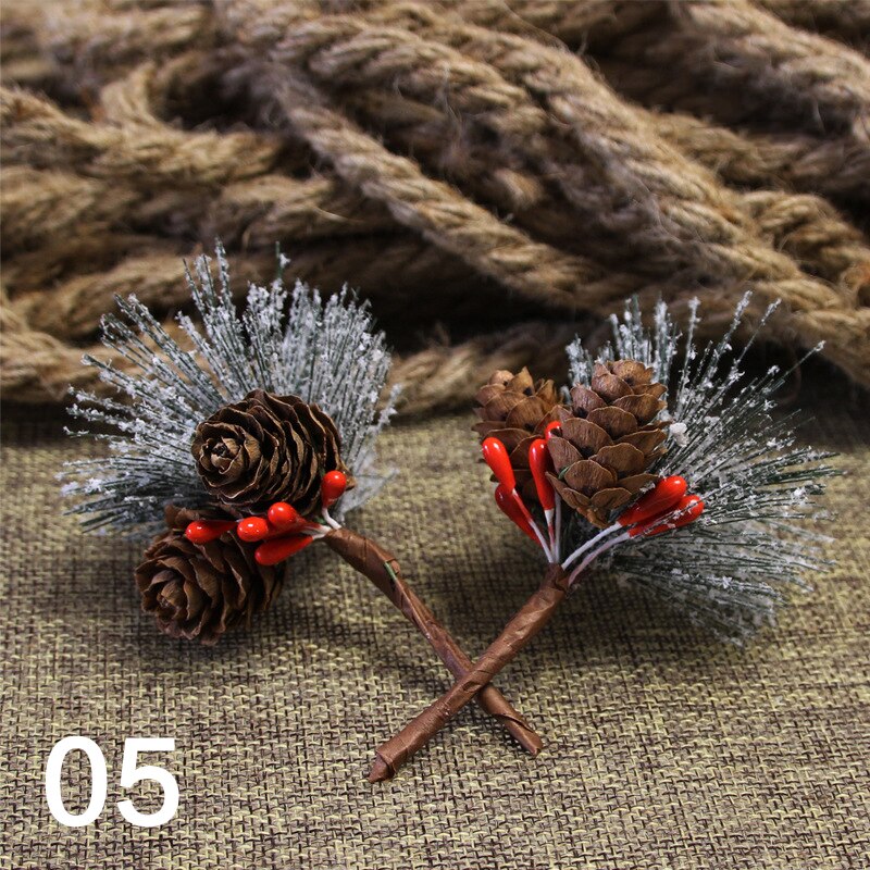 Kunstmatige Bloem Rode Kerst Berry En Pine Cone Me... – Vicedeal