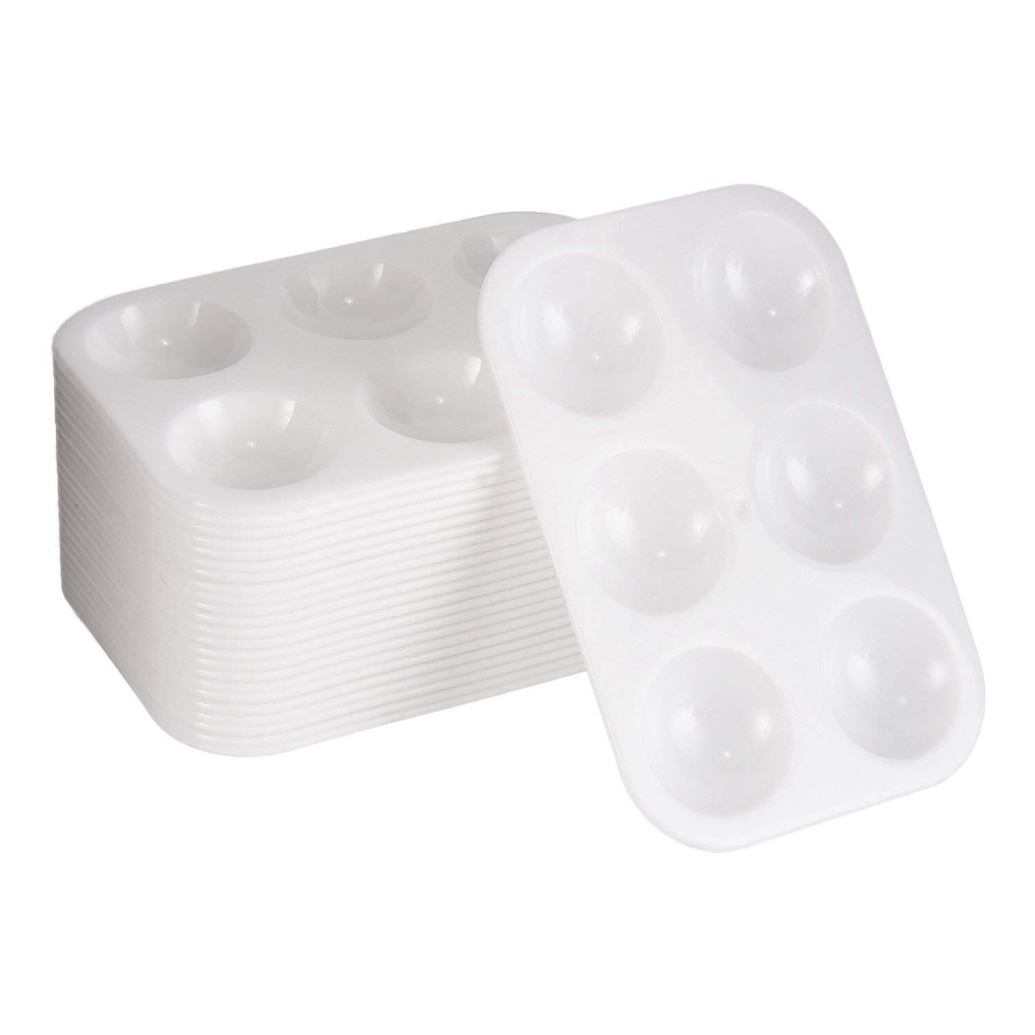 24 Pieces Plastic Paint Palettes 6 Well Rectangula... – Grandado