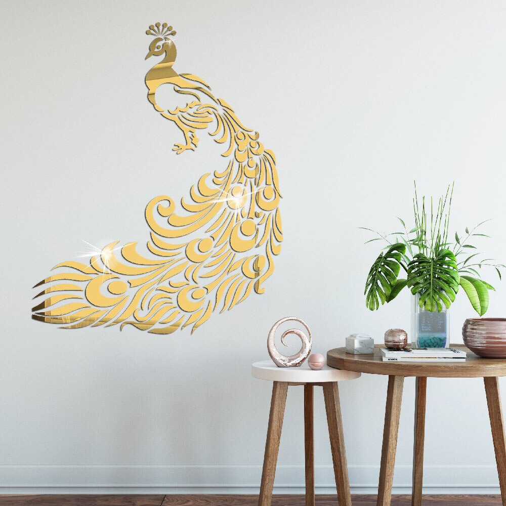 Dier Pauw Patroon Acryl Spiegel Sticker Muur Art S... – Grandado