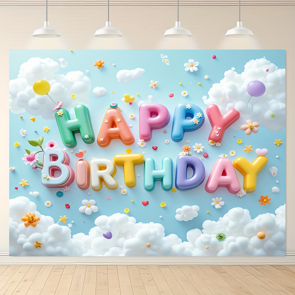 Vibrant 2D Happy Birthday banner with balloons and... – Grandado