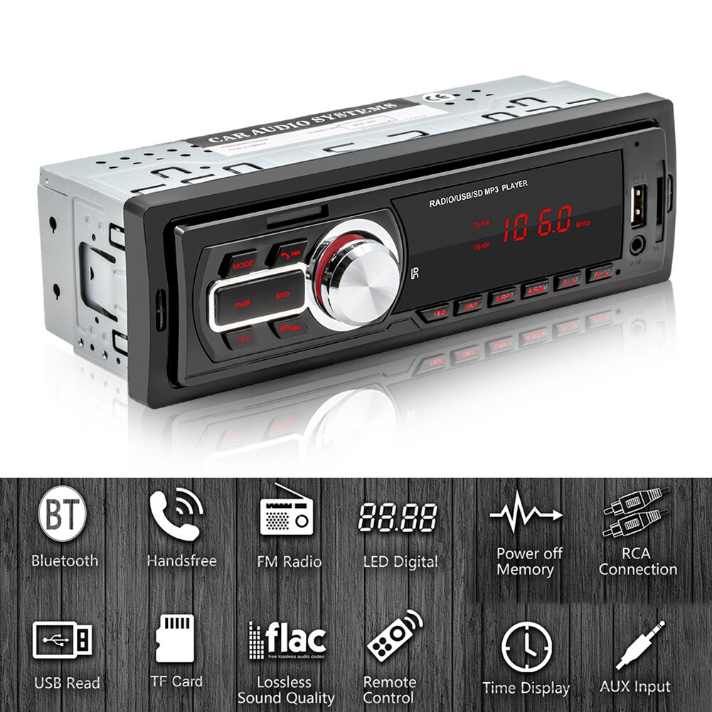 5208E Single 1 Lärm Auto Radio Bluetooth AUX-in TF... – Grandado