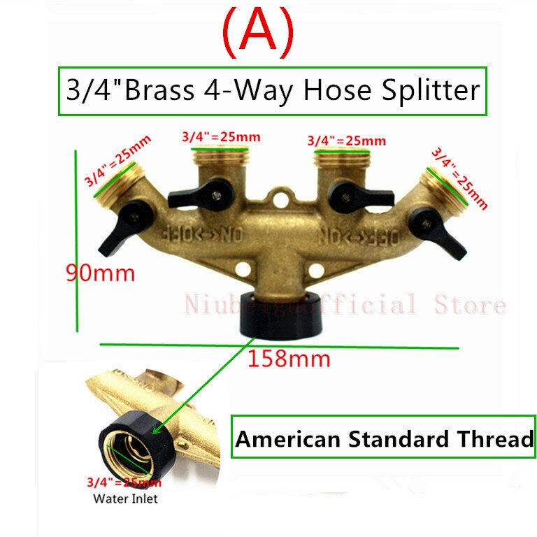 1pc 4-- vejs y-type messing hane adapter udløbssla... – Grandado