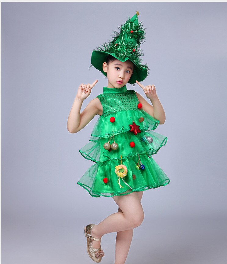 1set/lot Girls Kids Green Tree Hat Dress cosplay c... – Grandado
