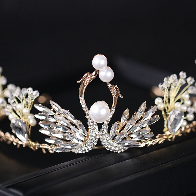 Charm Double Swan Tiaras For Women Baroque Crown T... – Grandado