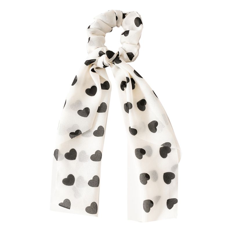 Female Peach Heart Print Scrunchies Long Ribbon Sc... – Vicedeal