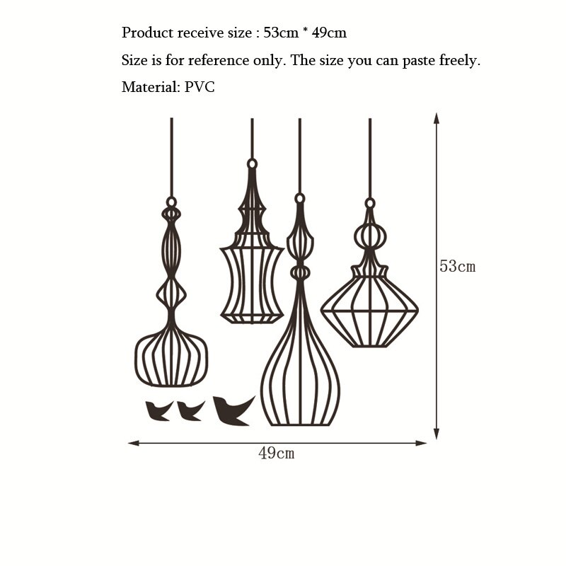 Bird cage Wall Sticker living room bedroom backgro... – Grandado