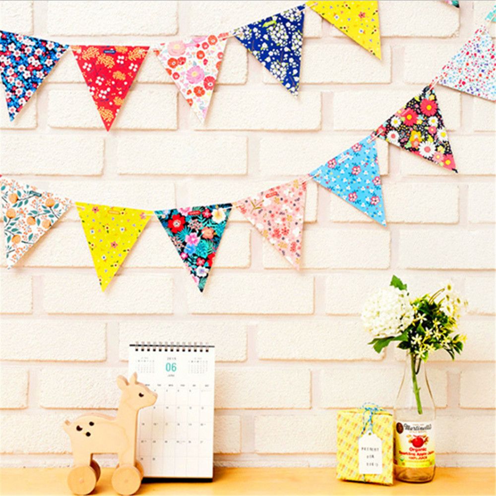 1pcs Vintage Flower Print Flags DIY Fabric Bunting... – Vicedeal