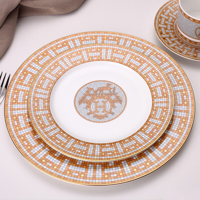 European Bone China Geometric Dinner Plate Phnom P... – Vicedeal